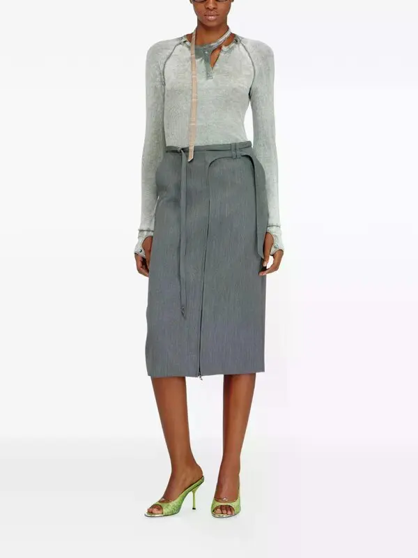 DIESEL® Long Sleeve T-shirt With Zip Neckline And Thumbhole Cuffs