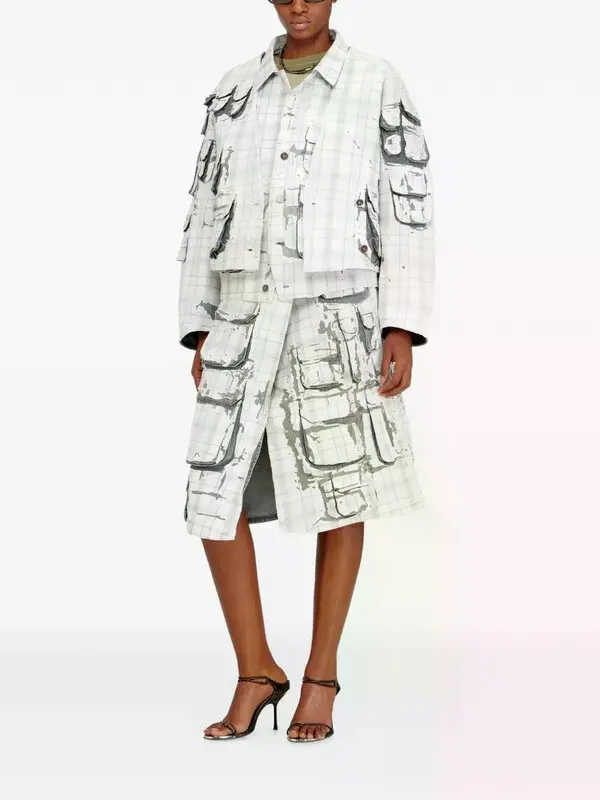 DIESEL® Cropped Jacket With Patch Pockets And Check Print