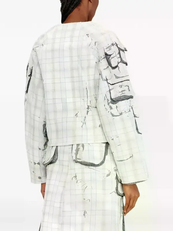 DIESEL® Cropped Jacket With Patch Pockets And Check Print