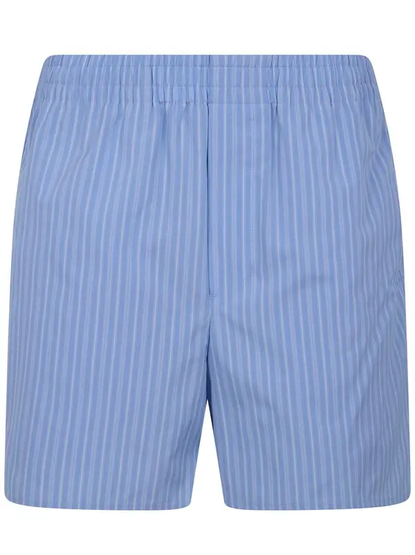 AMI Paris Striped Cotton Popeline Elasticated Shorts - Blue