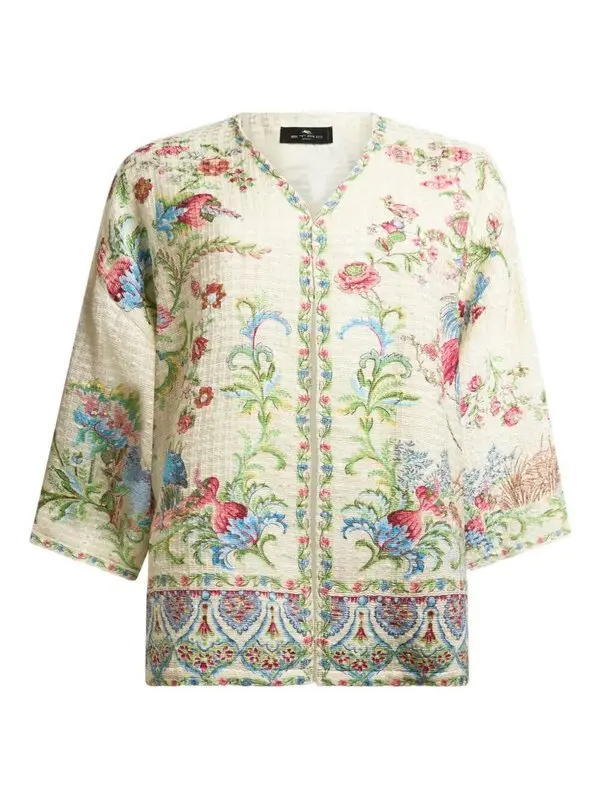 Etro Printed Short Sleeve Blouse - White