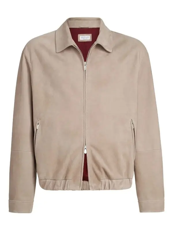 Brunello Cucinelli Vintage Leather Bomber Jacket