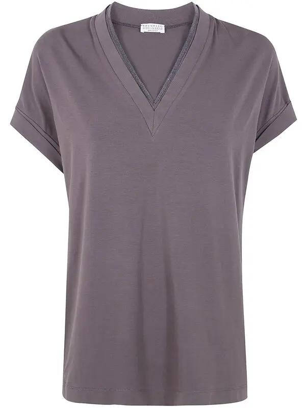 Brunello Cucinelli V-neck T-shirt - Brown