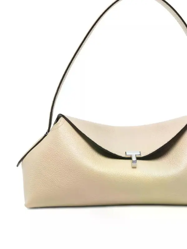 TOTEME Medium Grained-leather T-lock Shoulder Bag - Neutrals