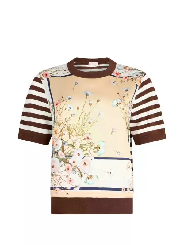 Liu Jo Striped And Floral Print Top