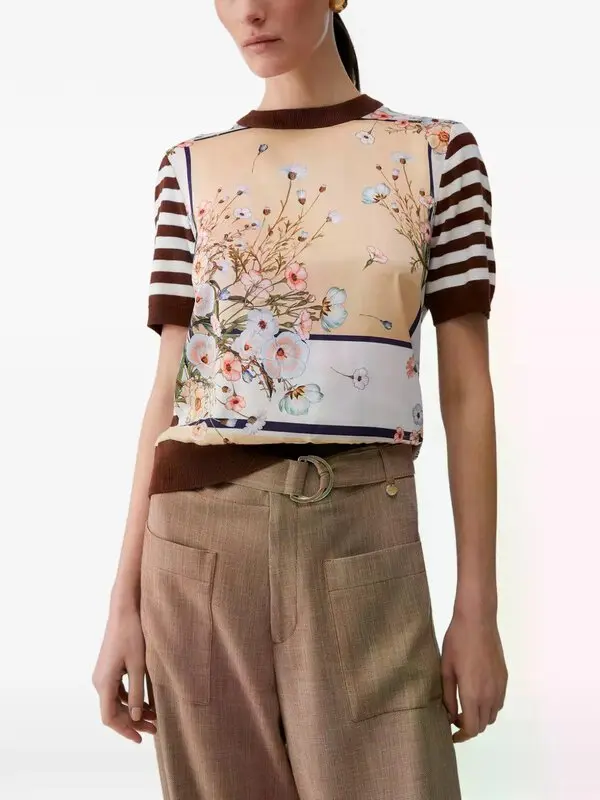 Liu Jo Striped And Floral Print Top