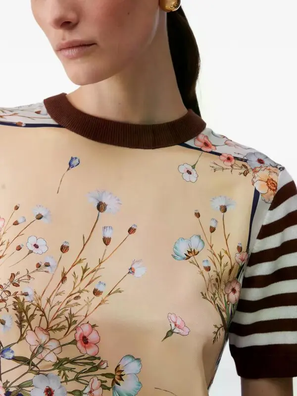Liu Jo Striped And Floral Print Top