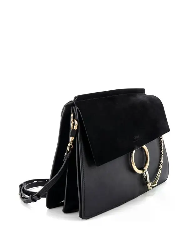 Chloé Faye Leather And Suede Medium Shoulder Bag - Black