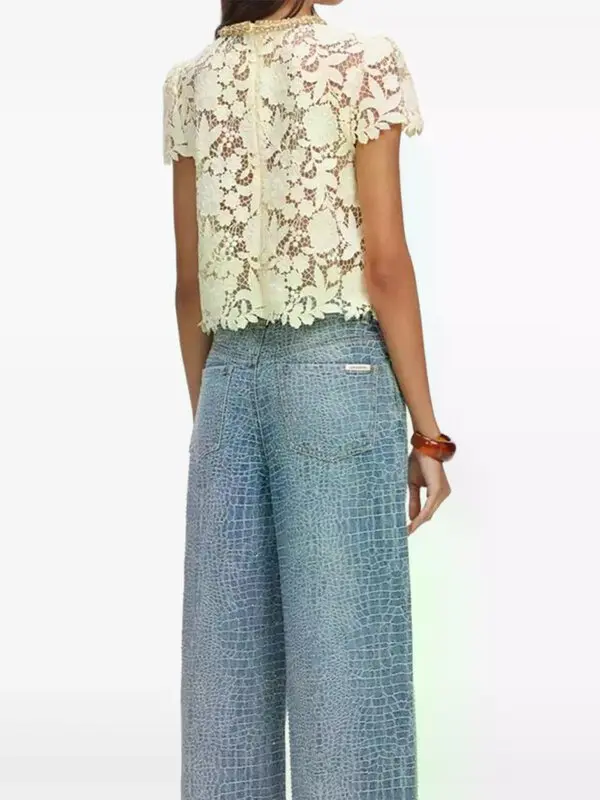 SELF-PORTRAIT Lace Floral-embroidered Top