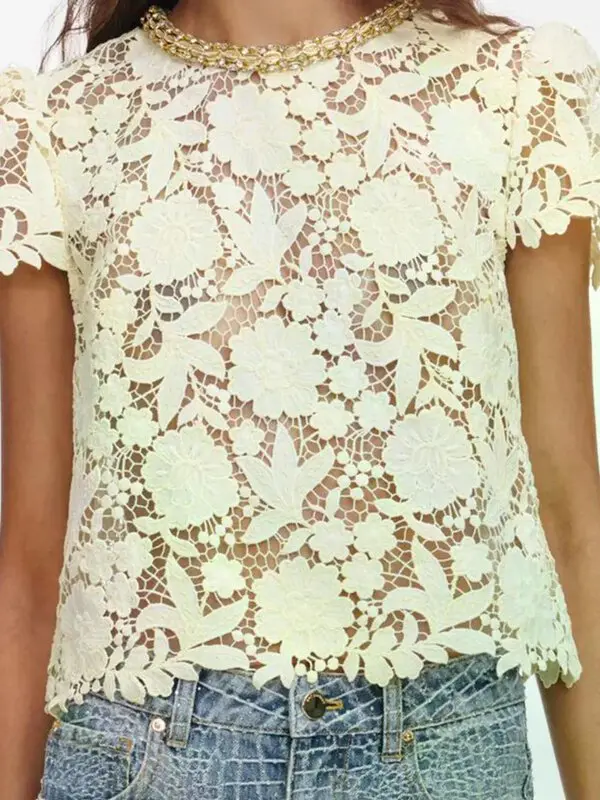 SELF-PORTRAIT Lace Floral-embroidered Top