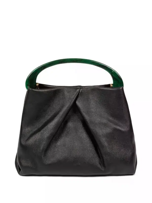 Dries Van Noten Pleated Leather Tote - Black