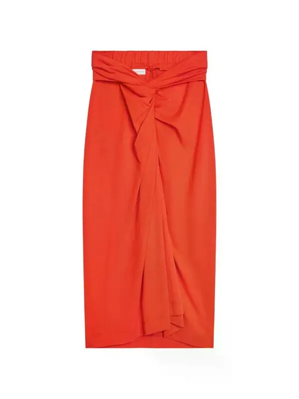 Dries Van Noten Knotted Jersey Midi Skirt