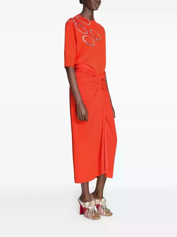 Dries Van Noten Knotted Jersey Midi Skirt