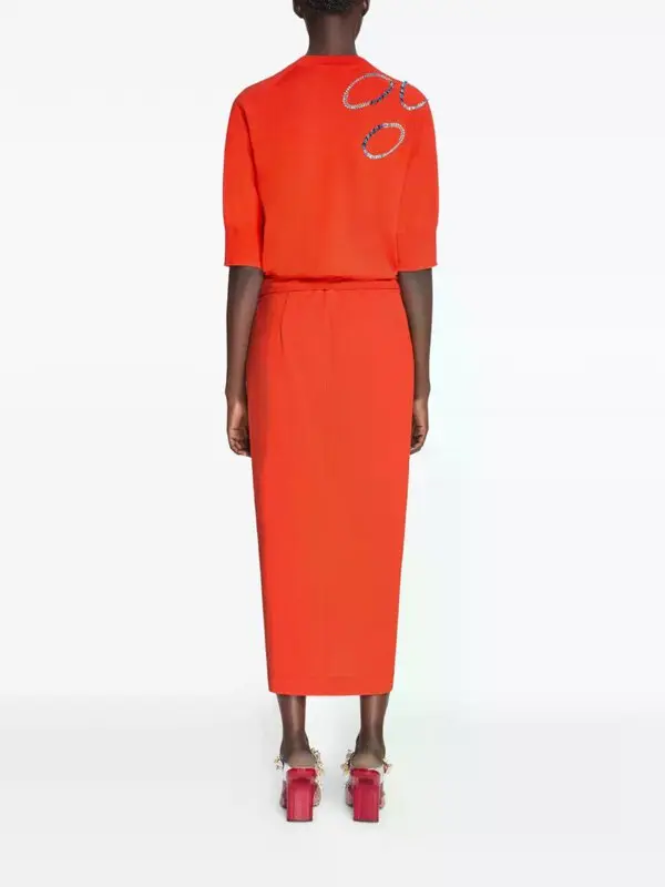 Dries Van Noten Knotted Jersey Midi Skirt