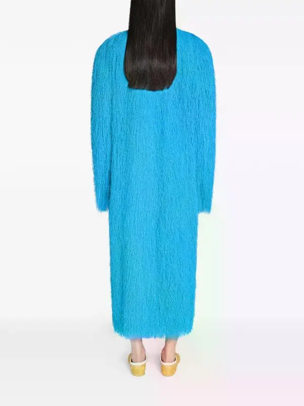Dries Van Noten Fringed V-neck Coat - Blue