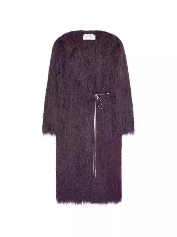 Dries Van Noten Fringed Coat - Purple