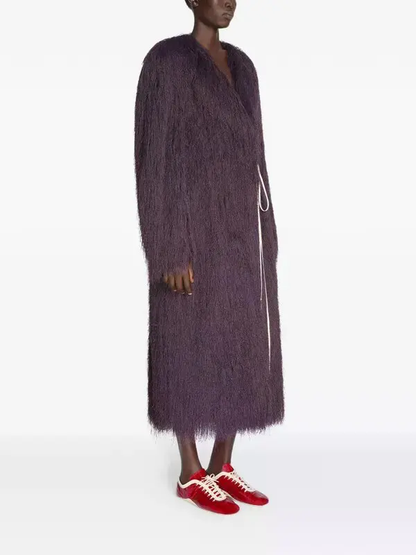 Dries Van Noten Fringed Coat - Purple