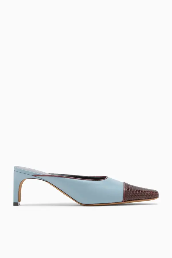 Ulla Johnson Mix Media Mid Heel Mule - Arctic