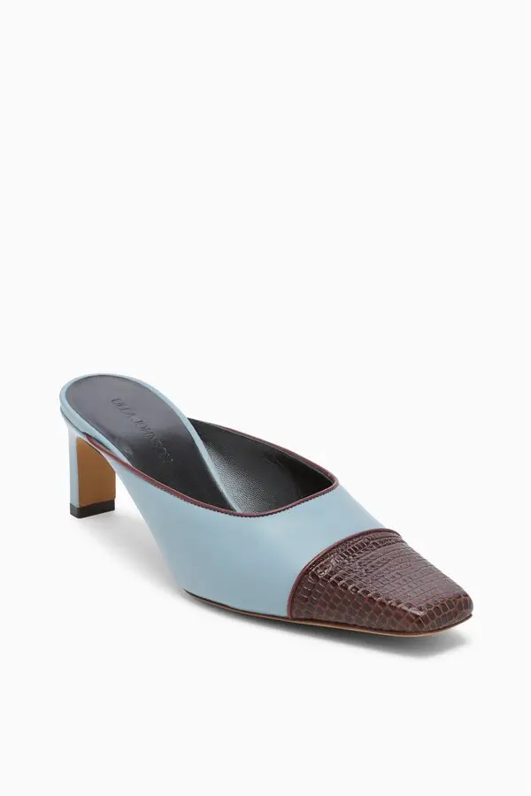 Ulla Johnson Mix Media Mid Heel Mule - Arctic