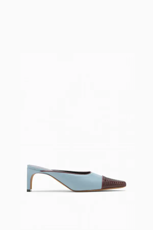 Ulla Johnson Mix Media Mid Heel Mule - Arctic
