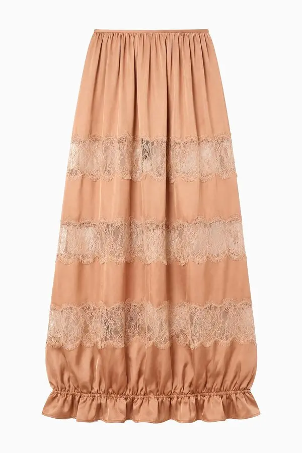 Ulla Johnson Chantal Silk Midi Skirt - Macaroon