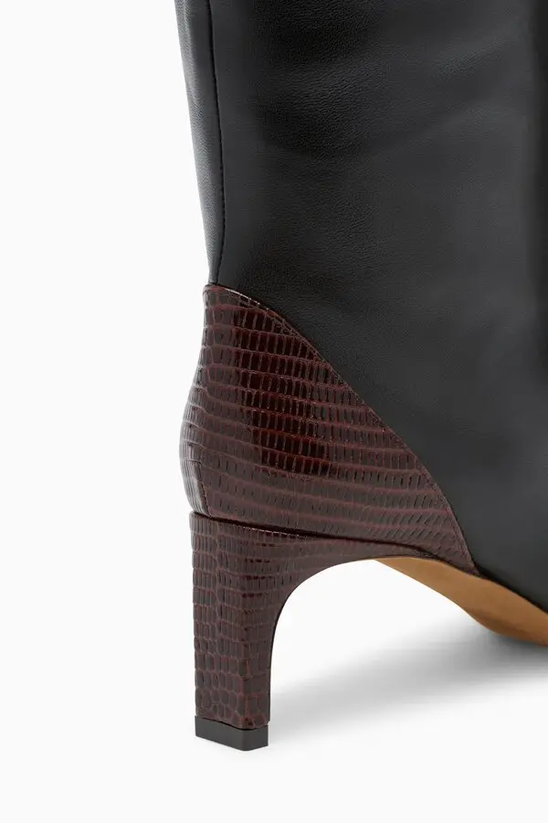 Ulla Johnson Mix Media Mid Heel Boots - Noir