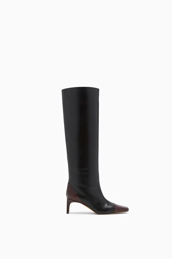 Ulla Johnson Mix Media Mid Heel Boots - Noir