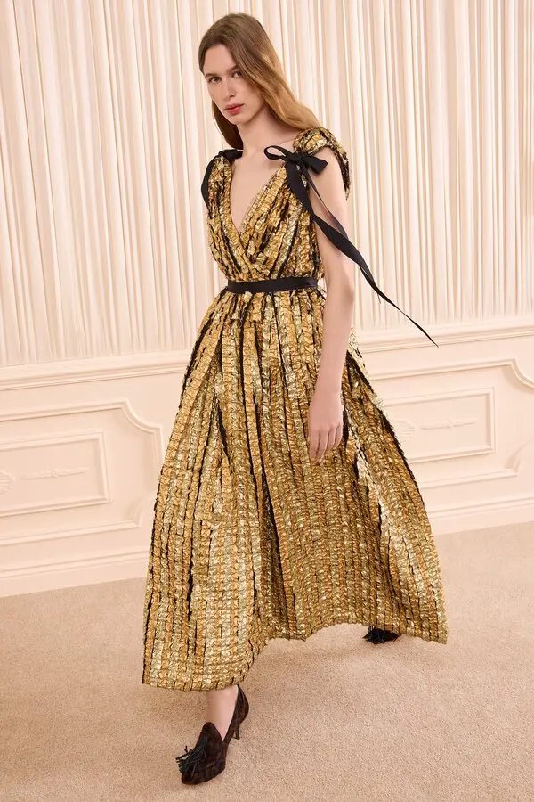 Ulla Johnson Karina Lurex Bow Dress - Gold