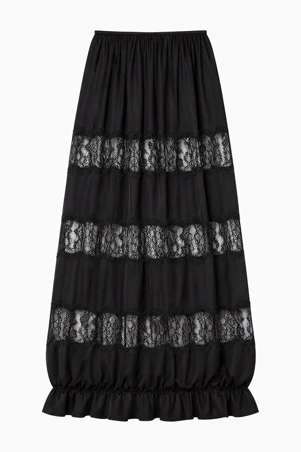 Ulla Johnson Chantal Silk Midi Skirt - Noir