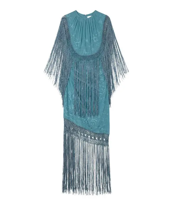 Ulla Johnson Nerine Silk Fringe Dress - Beryl