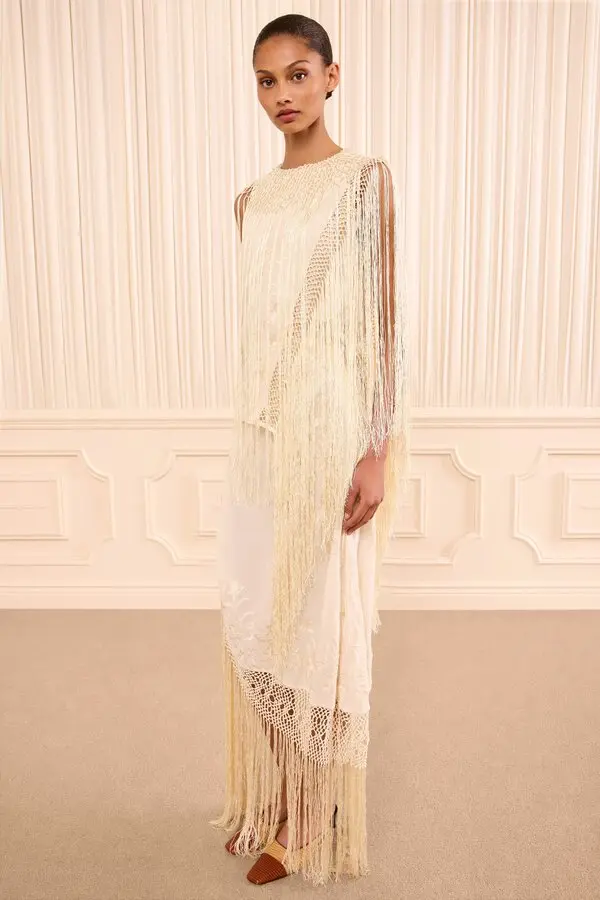 Ulla Johnson Willa Silk Fringe Top - Creme