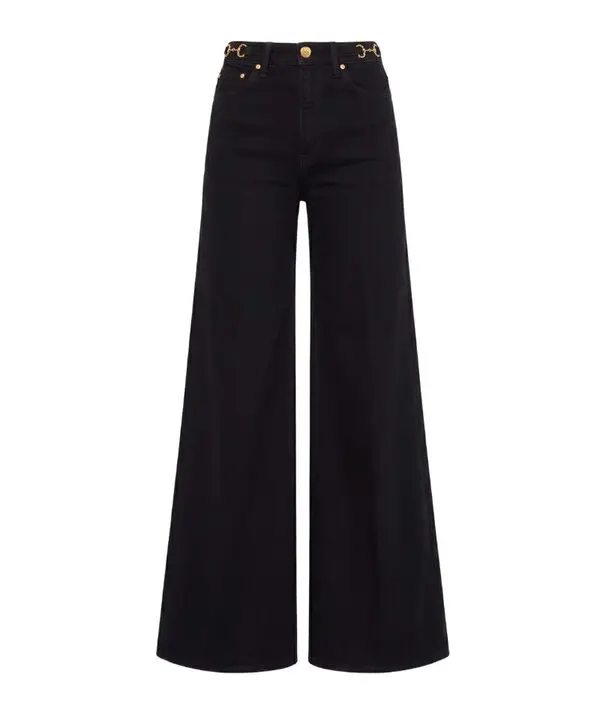 Ulla Johnson Stretch Valory Flare Jean With Horse-bit Hardware - Noir