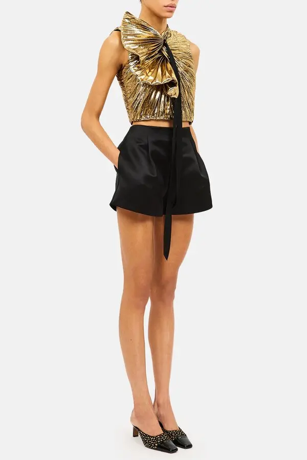 Ulla Johnson Isobel Pleated Metallic Top