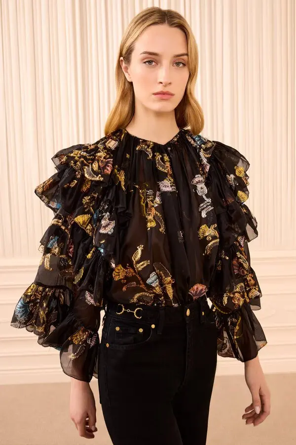 Ulla Johnson Elice Ruffled Silk Blouse