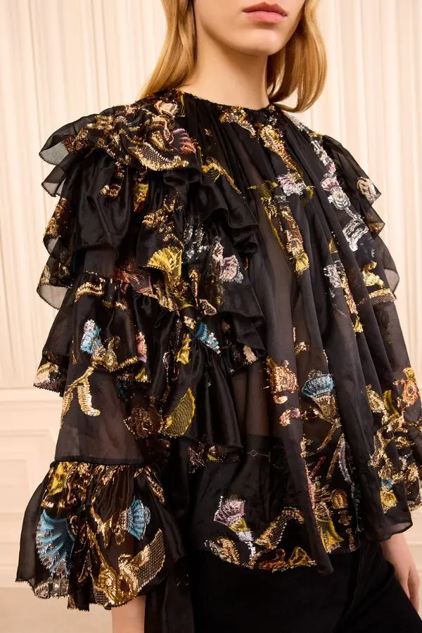 Ulla Johnson Elice Ruffled Silk Blouse