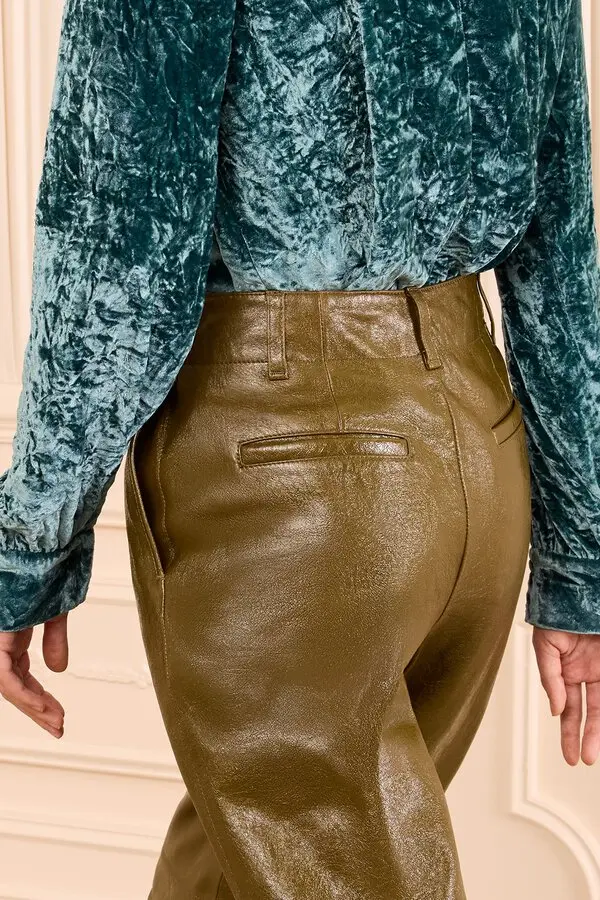 Ulla Johnson Keiran Lambskin Leather Pants - Lichen