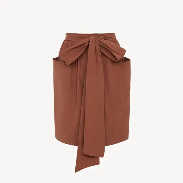 Chloé Pencil Skirt In Poplin - Plain Brown