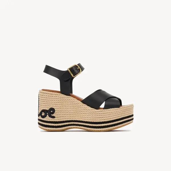 Chloé Sand Wedge Sandal - Black - White