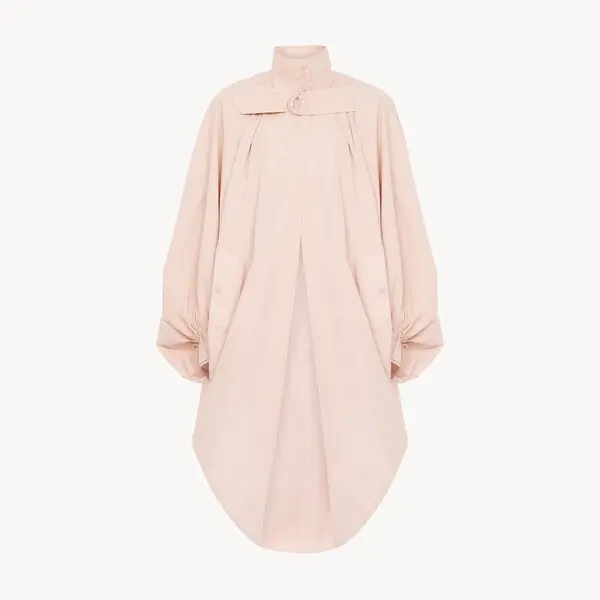 Chloé High-neck Oversized Cape Coat In Poplin - Softy Pink