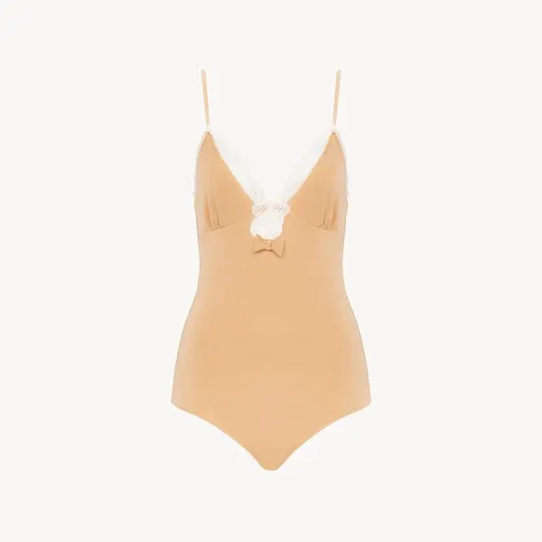 Chloé Lace-trimmed Bodysuit - Sheer Brown