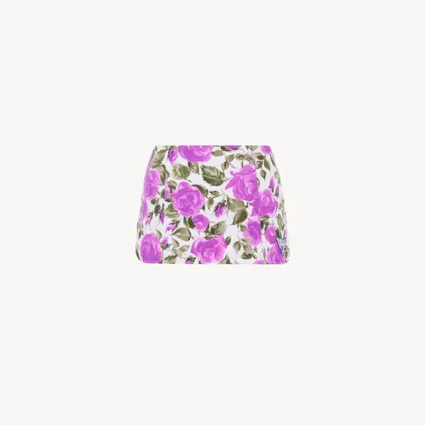 Chloé High-waisted Roses Print Swim Skirt - White - Purple