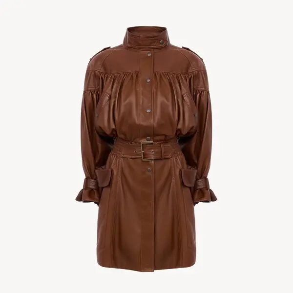 Chloé High-neck Leather Coat