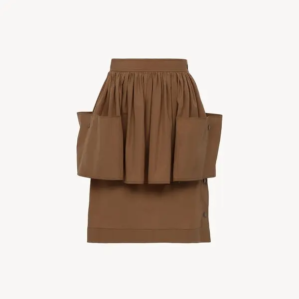 Chloé Layered Knee-length Skirt In Poplin - Toasty Brown