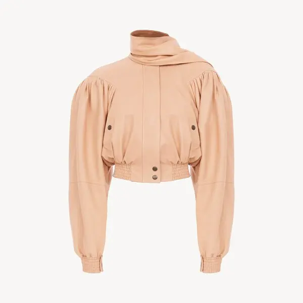 Chloé Cropped Scarf Jacket In Leather