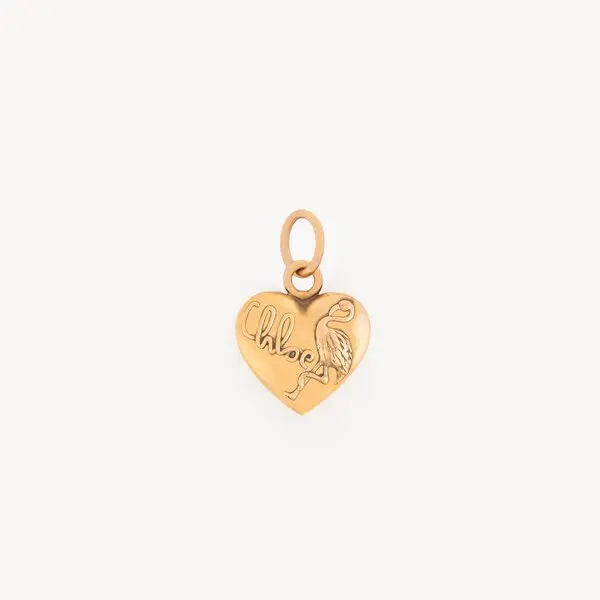 Chloé Heart Flamingo Charm In Single - Gold Color
