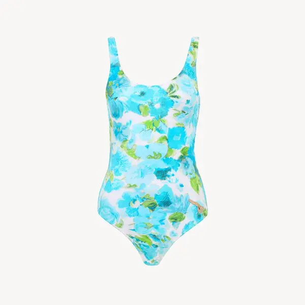 Chloé Flower-print One-piece Swimsuit - White - Blue