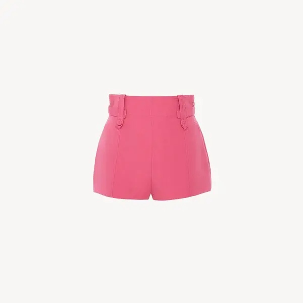 Chloé High-rise Mini Shorts In A -cotton Mix - Raspberry Sorbet
