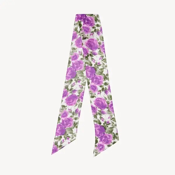 Chloé The Wild Flowers Bandeau Scarf In Georgette Single - White - Purple