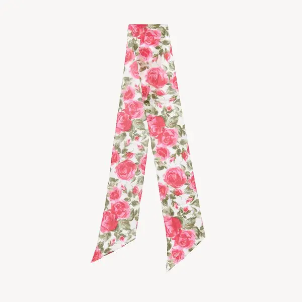 Chloé The Wild Flowers Bandeau Scarf In Georgette Single - White Pink