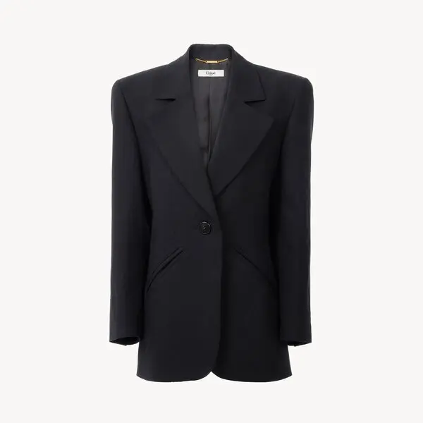 Chloé Oversized Tailored Jacket In Crêpe - Black